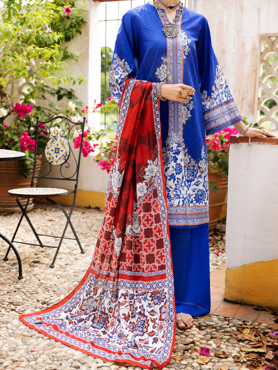 BLUE LAWN 3PC STITCHED | ALP-3PS-2004/S FB-2004A – J. Bangladesh