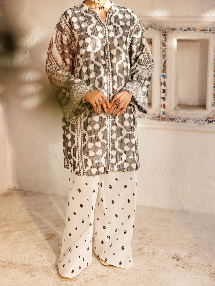BLACK & WHITE COTTON JACQUARD 2PC STITCHED | AL-2PS-LKS-1051/AM-3179A ...