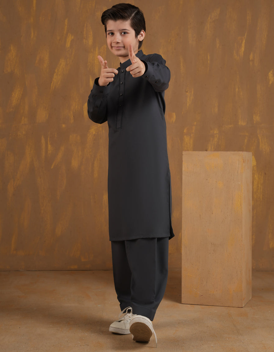 DARK GREY BLENDED KAMEEZ SHALWAR | JCKS-A-90499/S24/JJ9663-SF – J ...